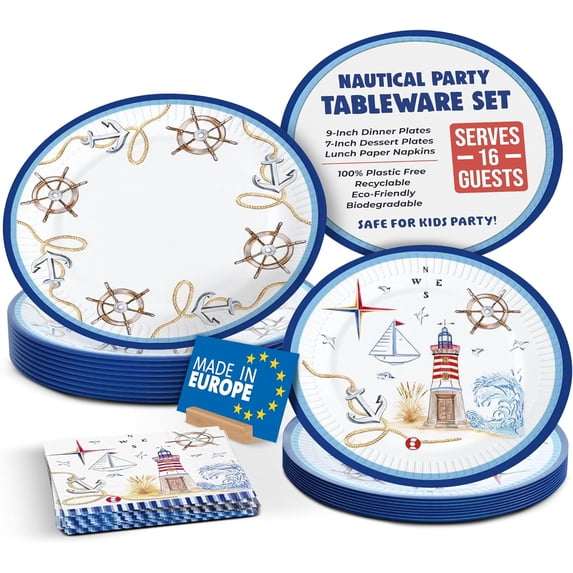 European Excellency, SEASIDE Nautical Party Supplies Set - Disposable ...