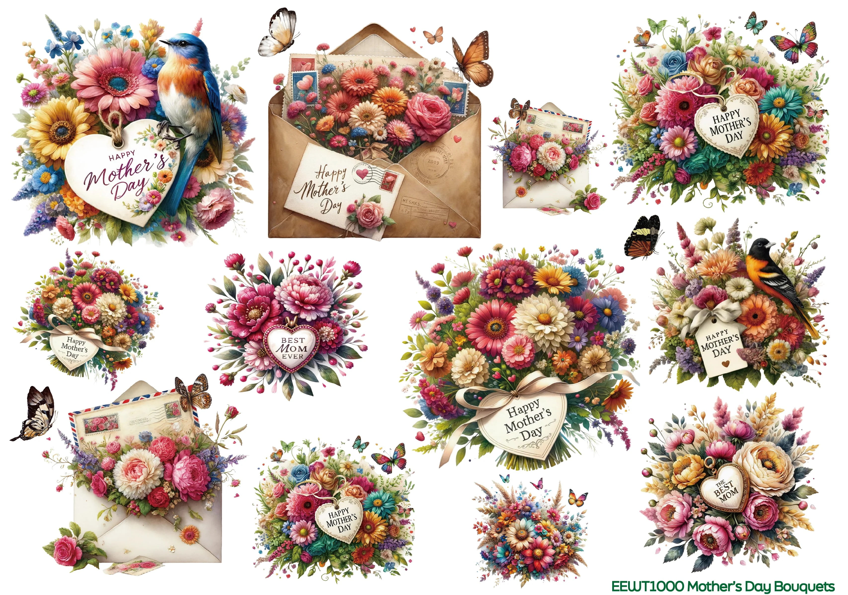 European Excellency, Wet Transfer Mothers Day Decals for Craft, Mothers ...