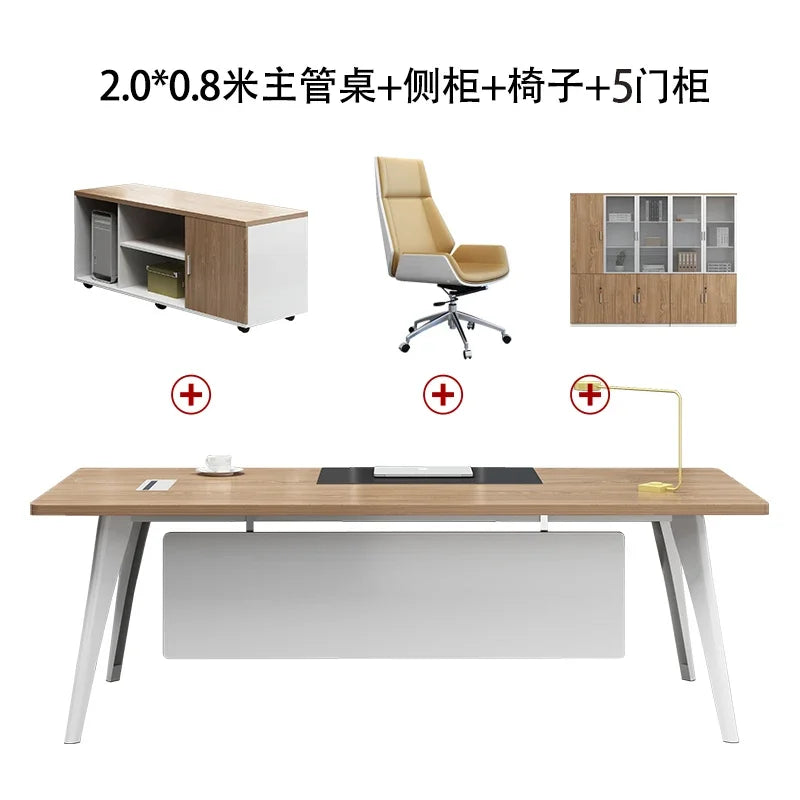 European Executive Office Desk Bookshelf Setup Standing Storage ...