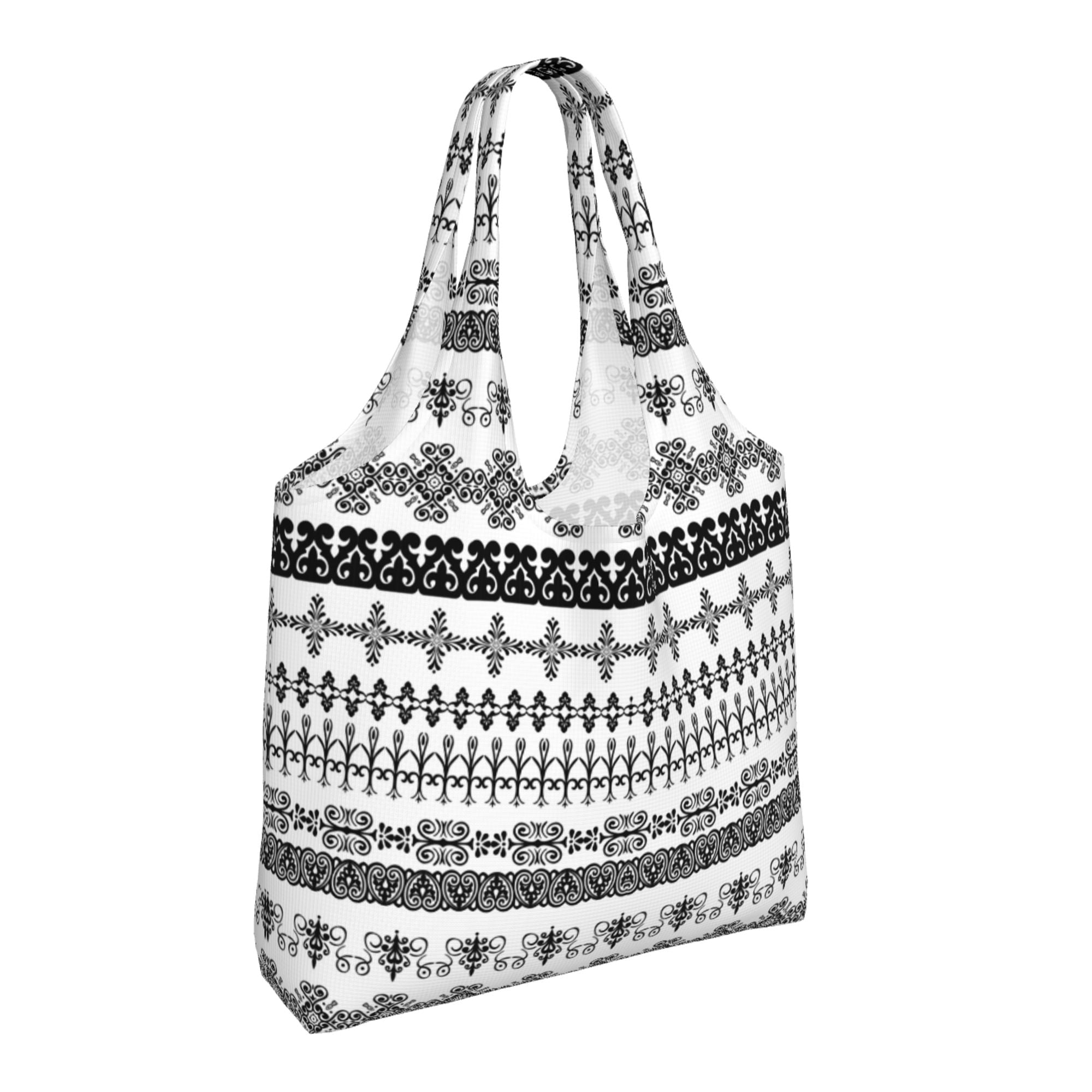 European Floral Border Pattern Canvas Tote Pocket For Women,Totes Bag ...