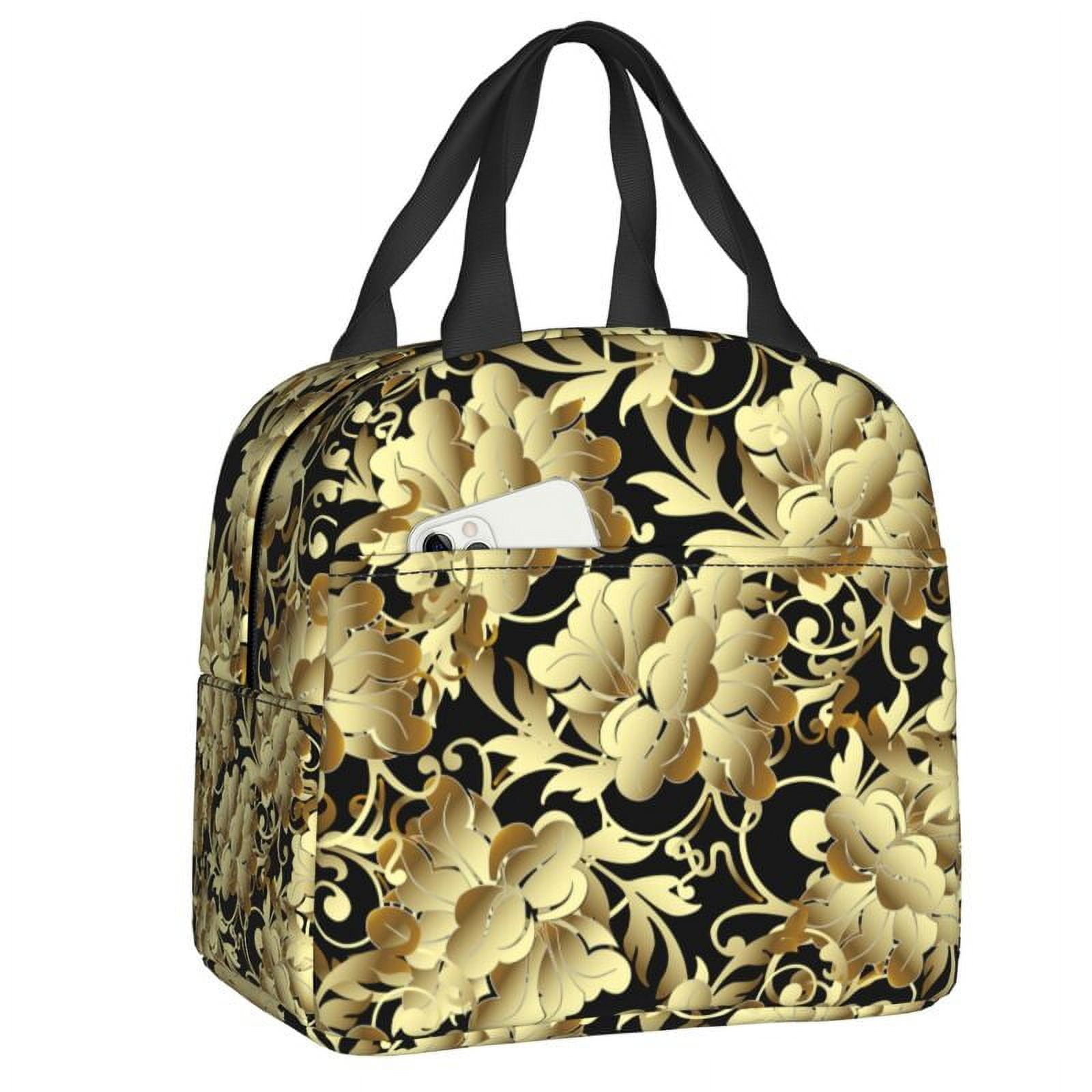 European Floral Seamless Golden Lunch Box Multifunction Baroque Art ...