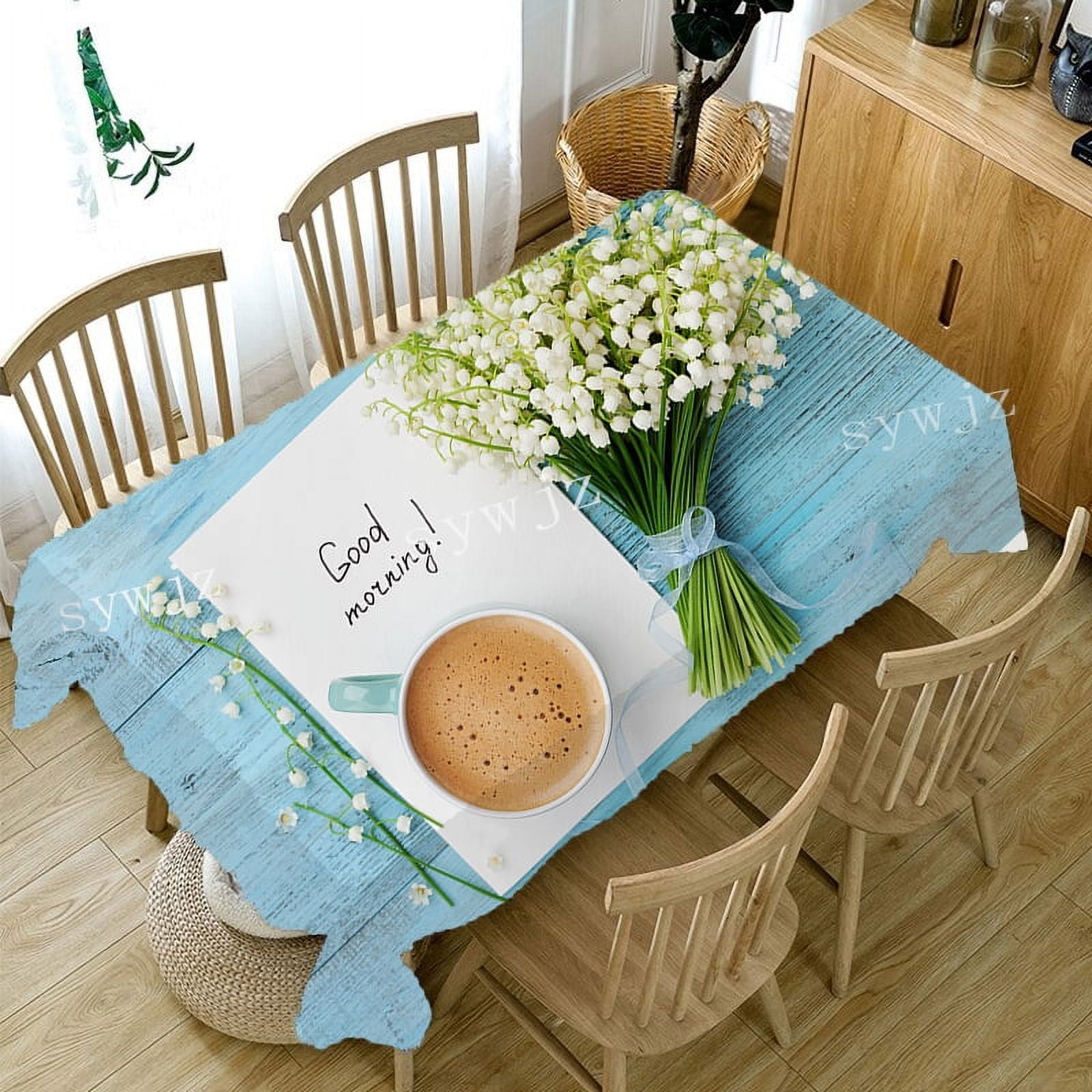 European Floral Tablecloth Green Tropical Plants 3D Floral Pattern ...