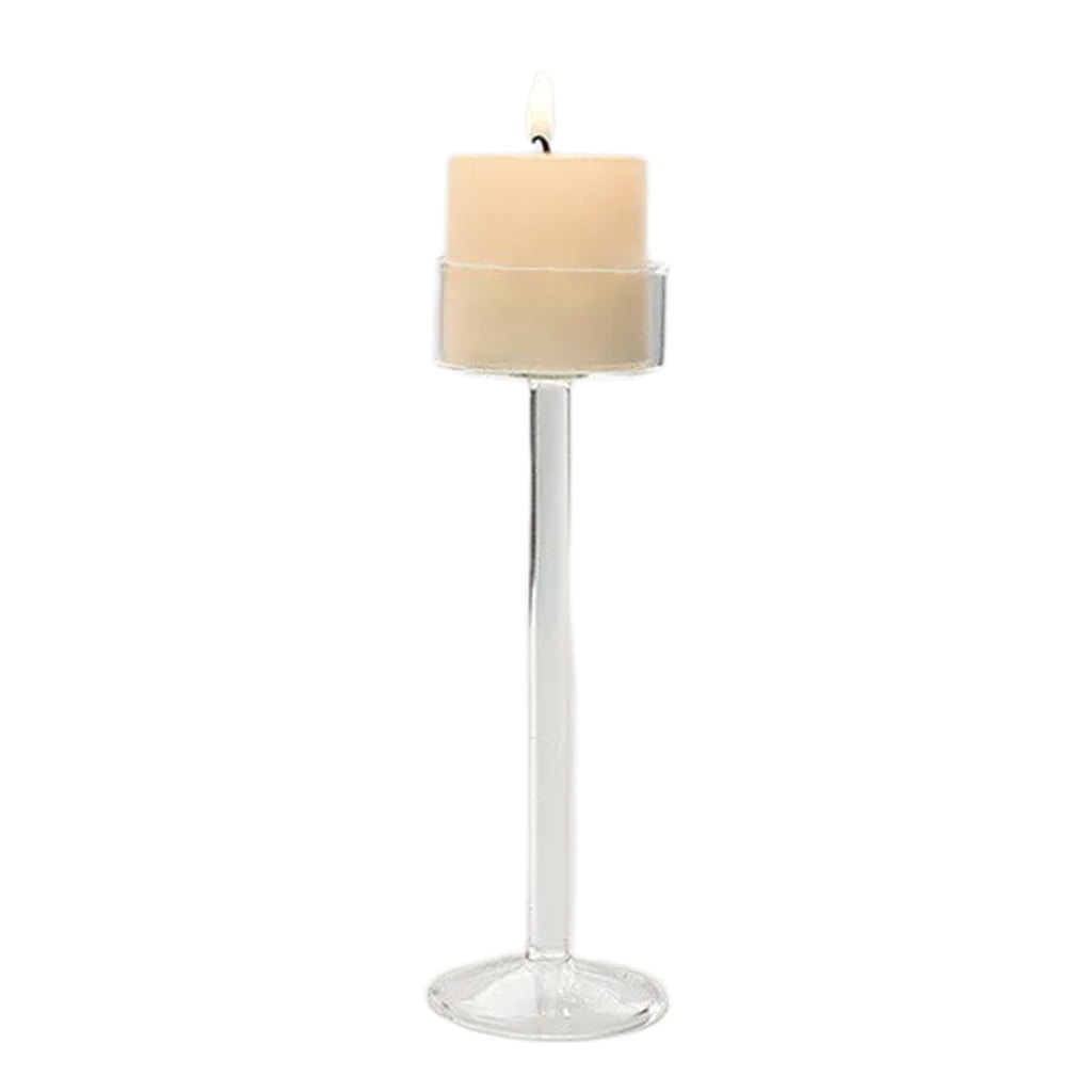 European Glass Candle Holder Long Stem Tall Candlestick for Dinner ...