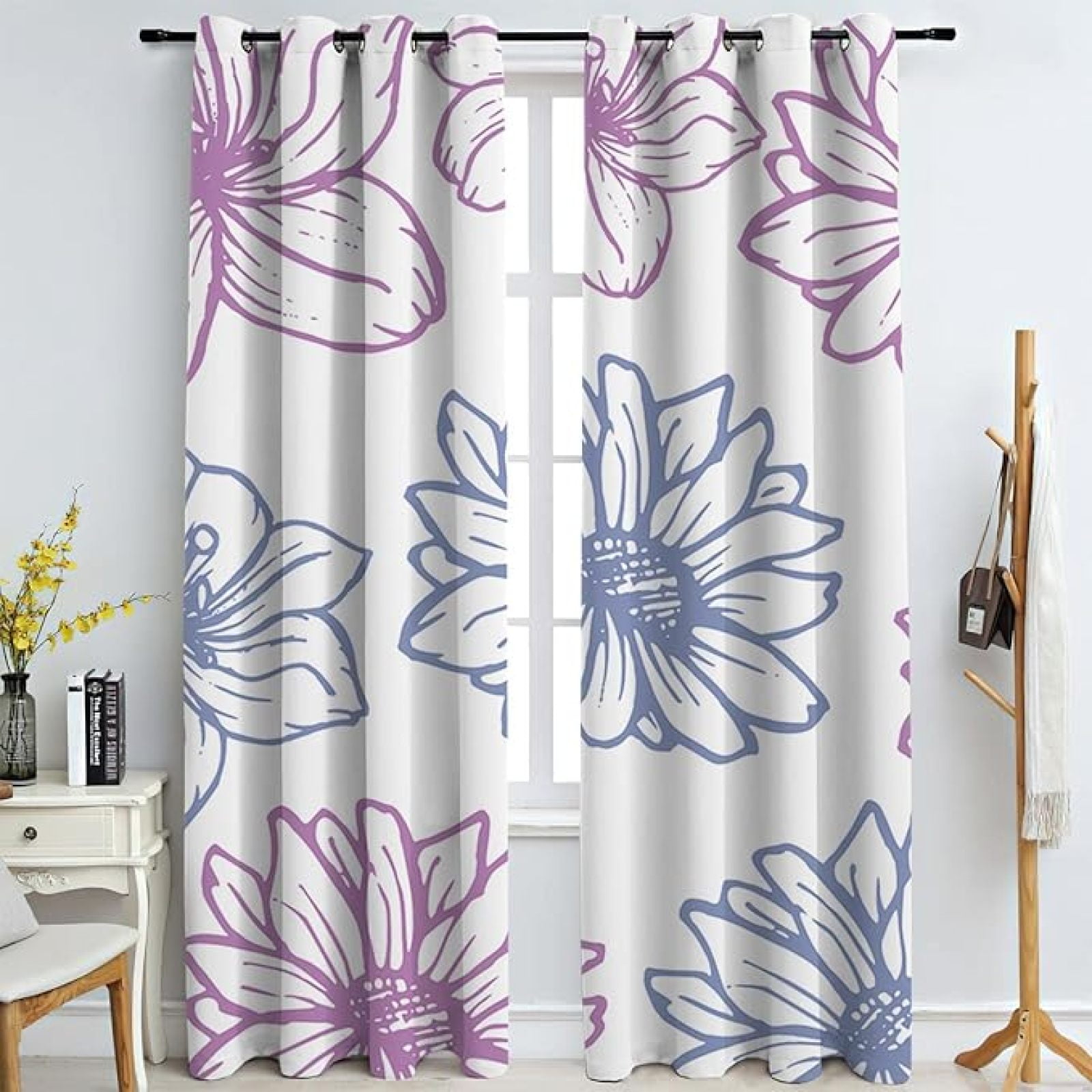 European Hand-Painted Floral Art Style Blackout Curtains,3D Printed ...