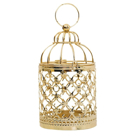 European Hollow Iron Candlesticks Gold Plated, Decorative Cage Flower ...