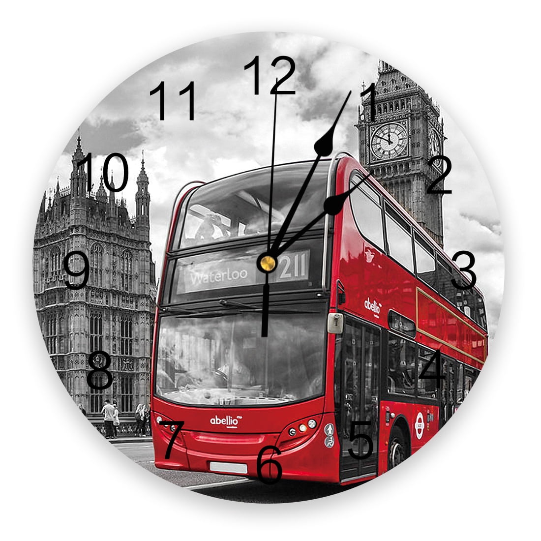 European Italy Street Round Wall Clock Acrylic Hanging Silent Time ...