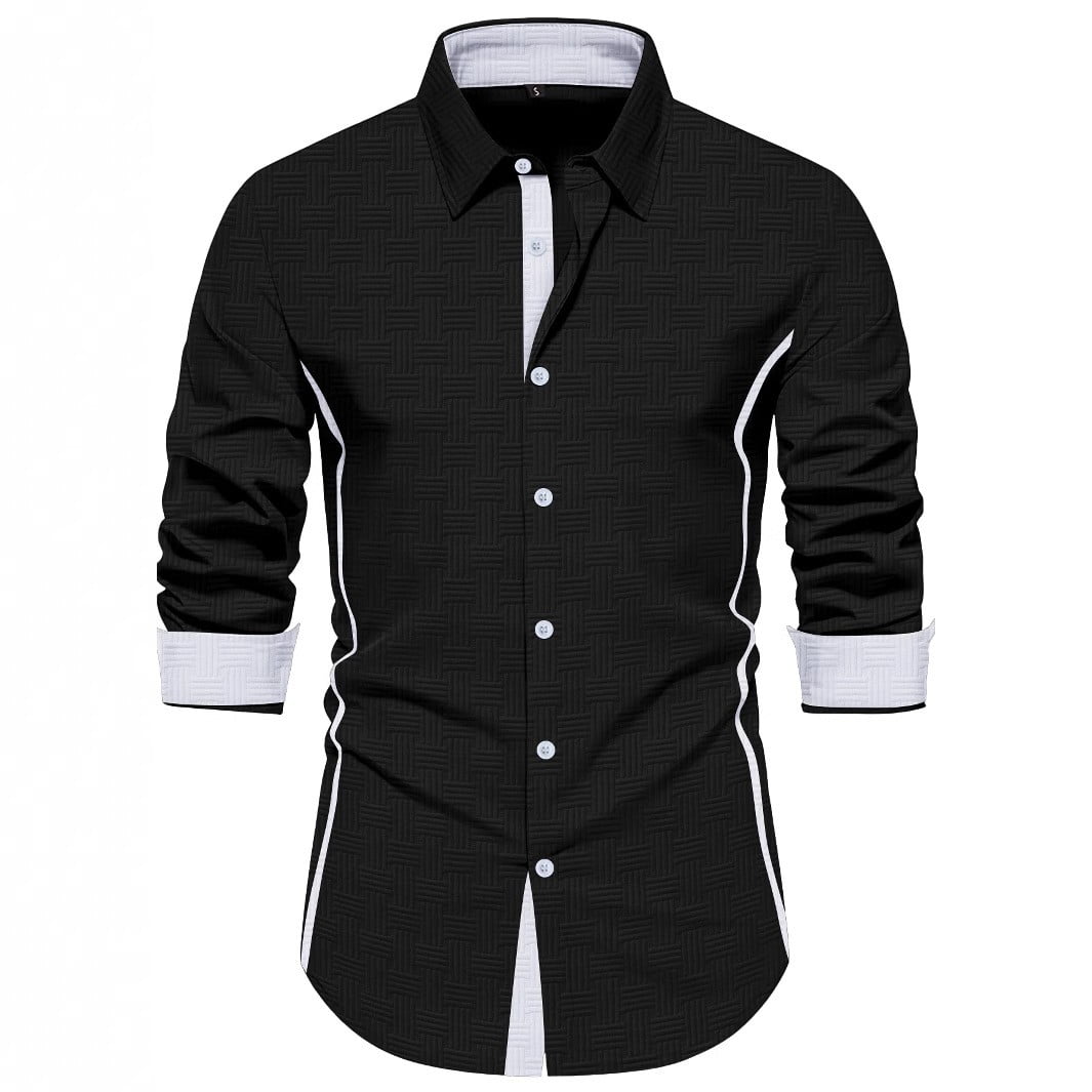 European Jacquard Button Cardigan Shirt for Men Trendy Color Block ...