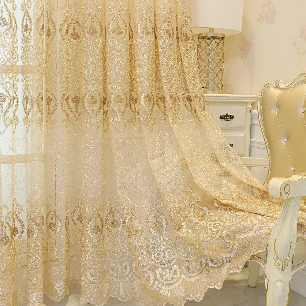 European Jacquard Sheer Curtains, Embroidered Tulle, Luxury Translucent ...