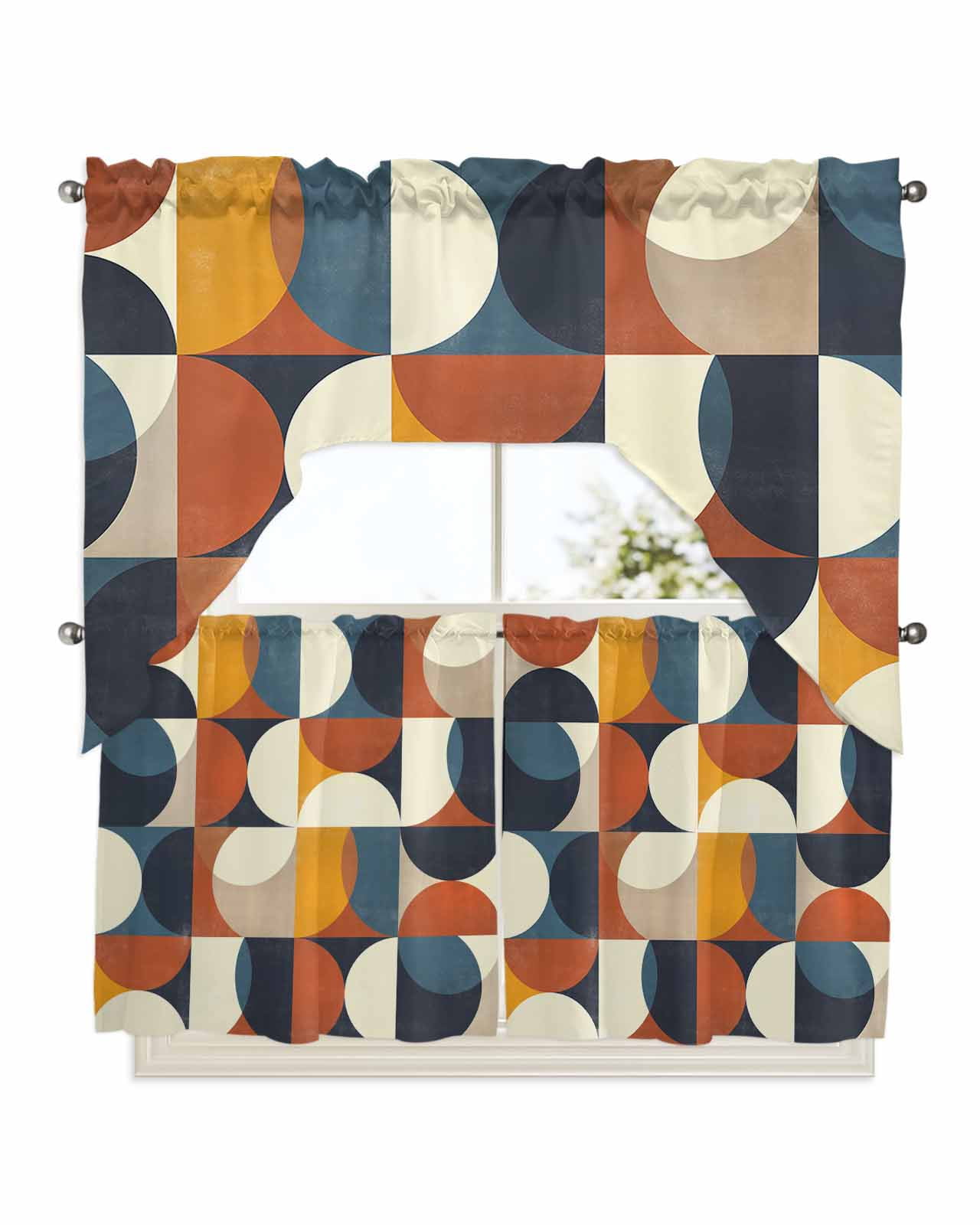 European, Kitchen Curtains Swag Valance and Tier Curtains Set 24 Inch ...