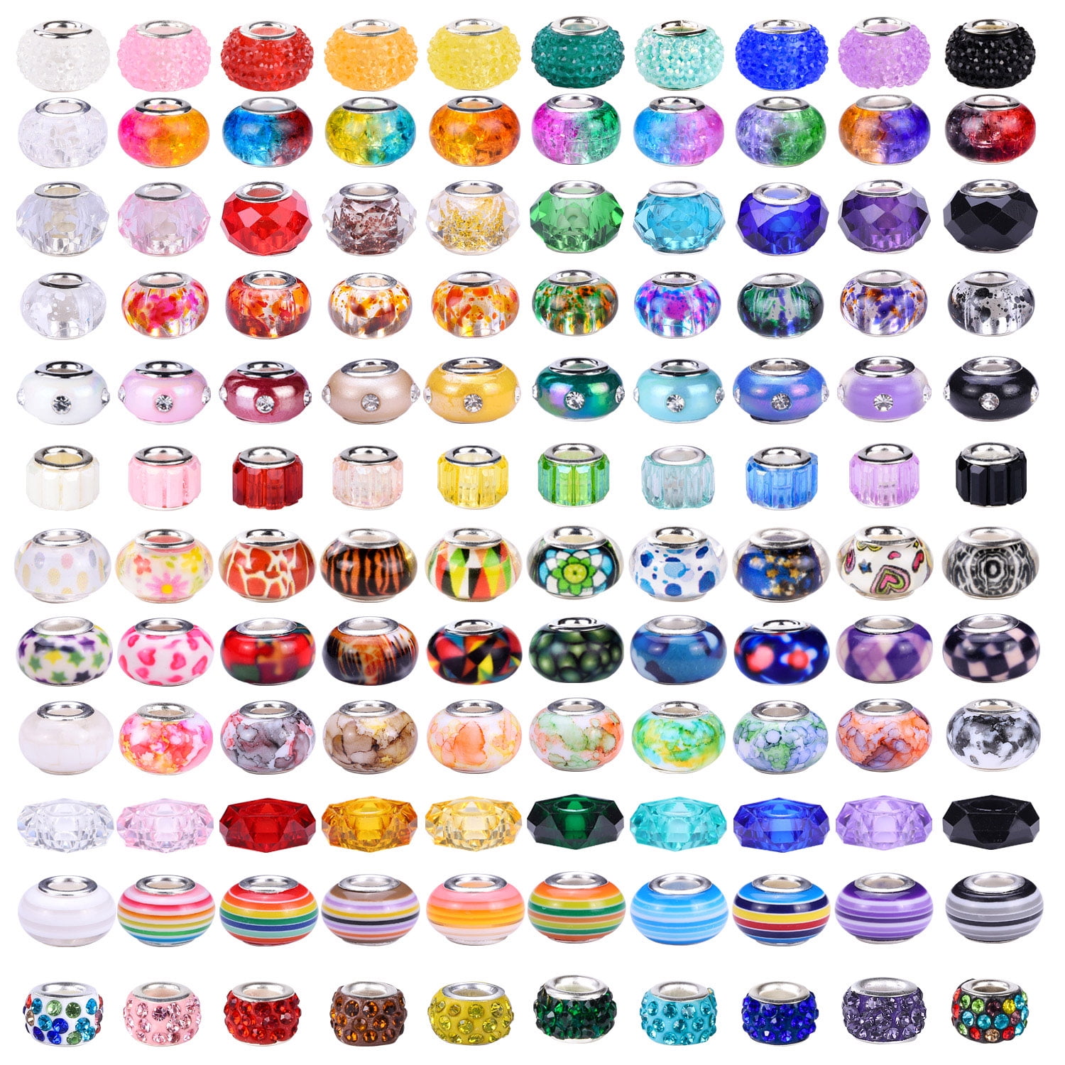 European Large Hole Beads, Spacer Beads, Rhinestone Craft Beads for DIY ...