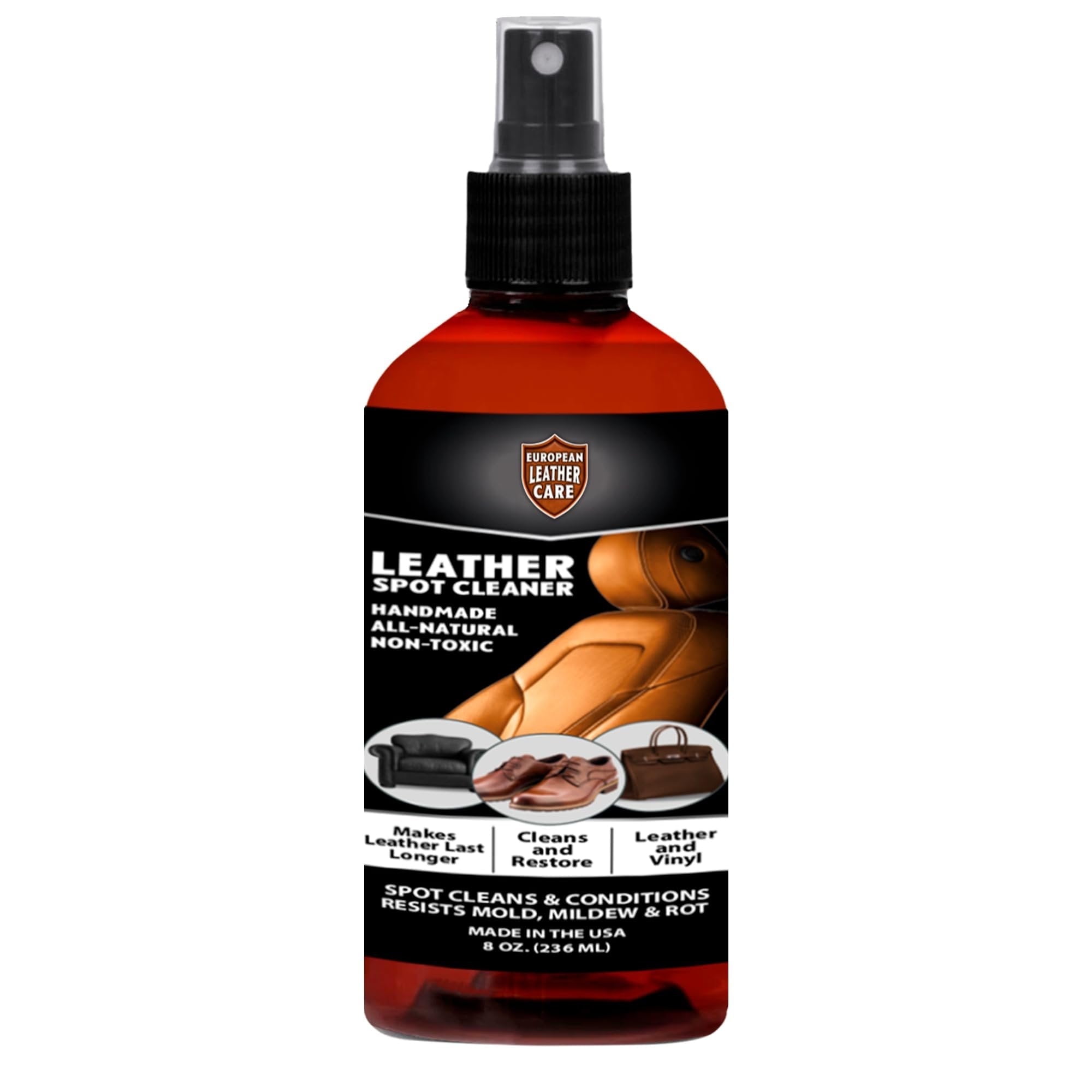 European Leather Care Leather Spot Cleaner 8 oz Car Leather Cleaner and ...