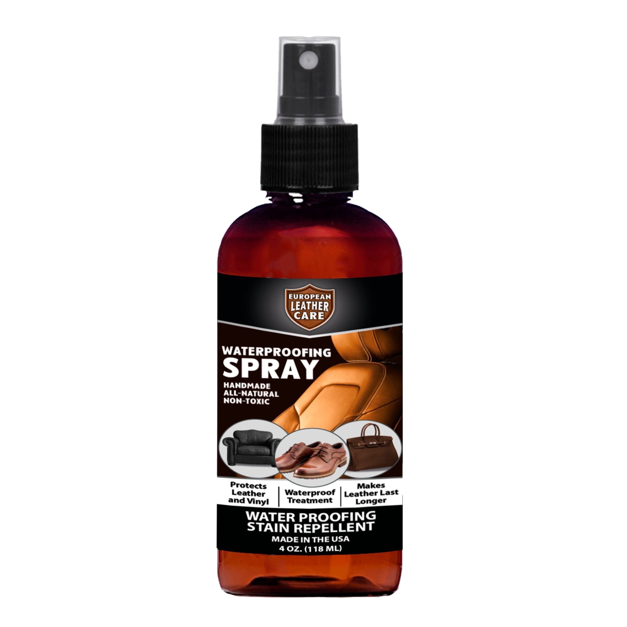 European Leather Care Waterproofing Shoe Spray - 4 oz All Natural Non ...