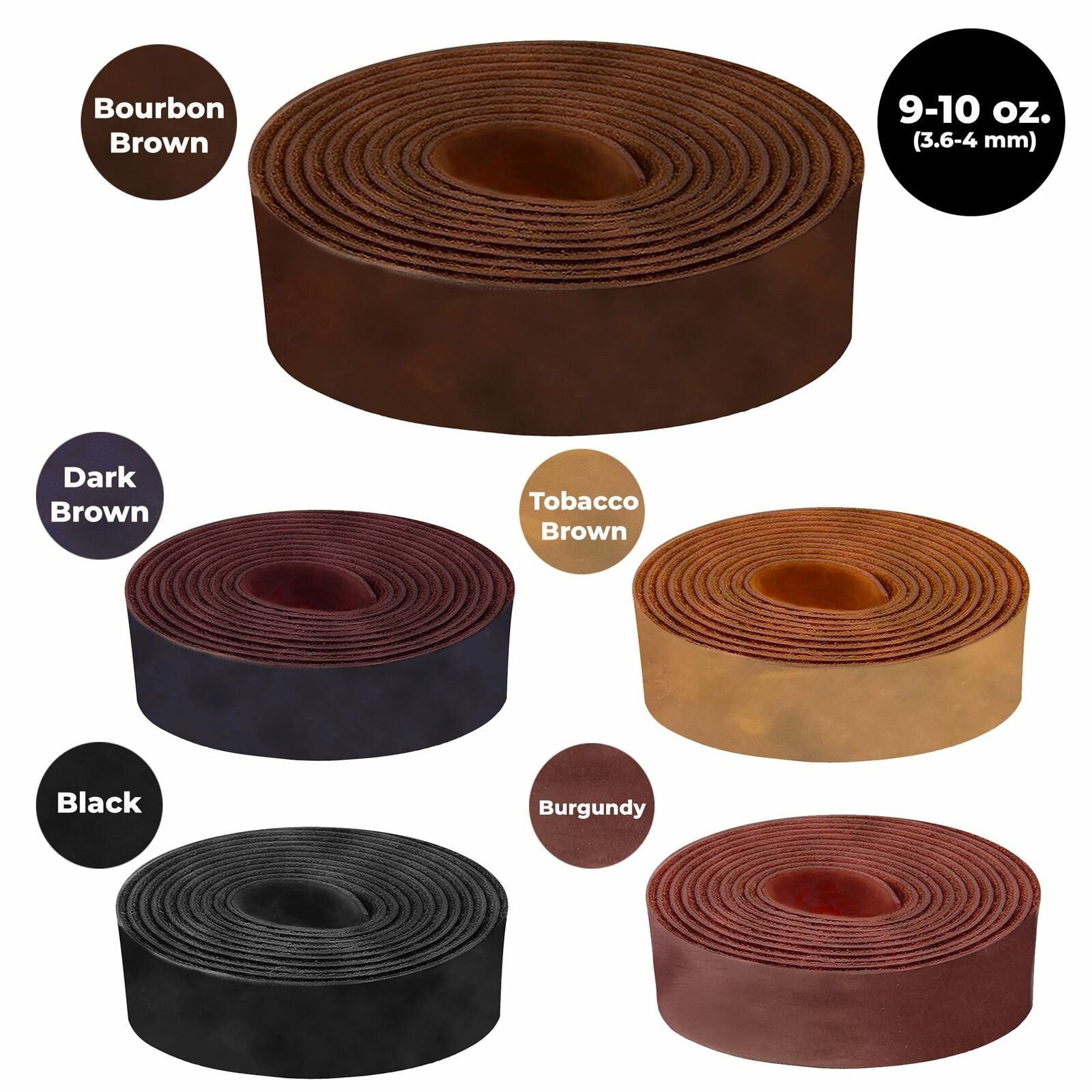 European Leather Work Cowhide 9-10 oz. 3-4mm Leather Blank Belts Crazy ...