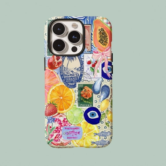 European Lemon Collage Phone Case Scratch Resistant Summer Art with ...