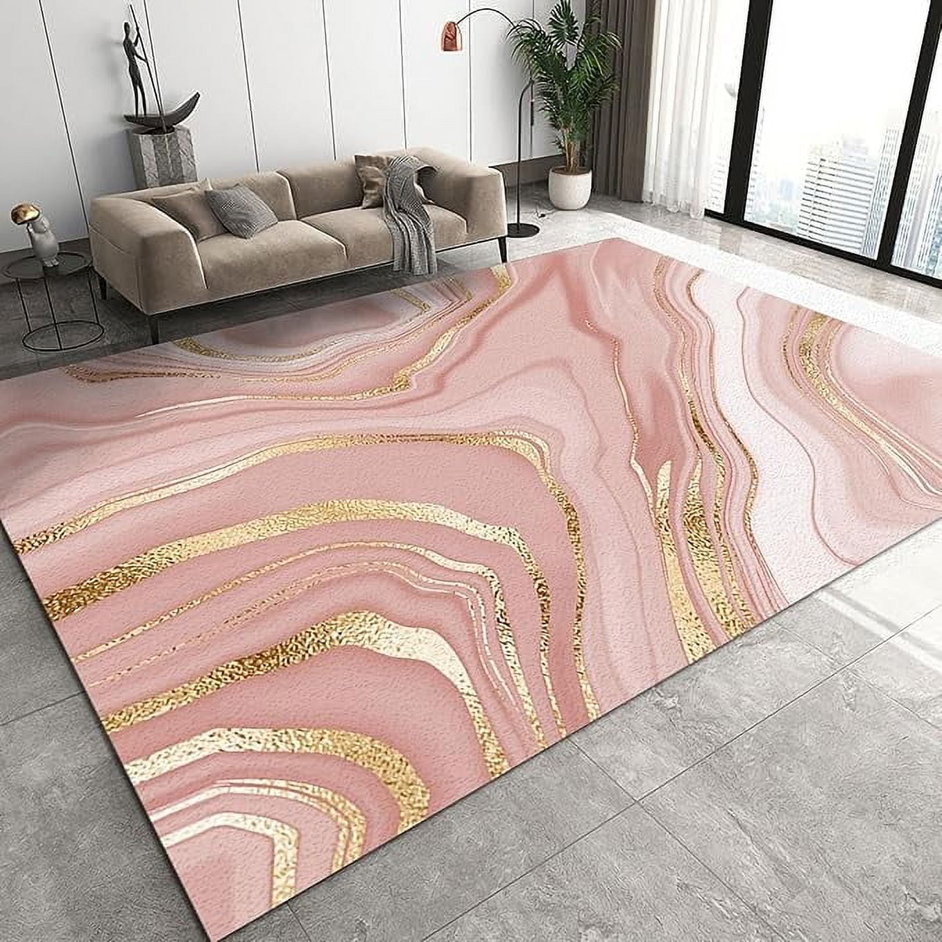 European Light Luxury Girls Room Washable Area Rugs, Abstract Girly ...