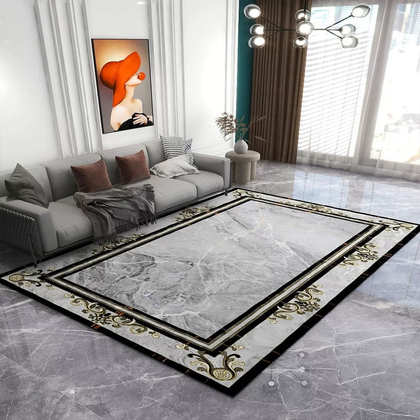 European Light Luxury Living Room Carpets Home ration Study Sofa Large ...