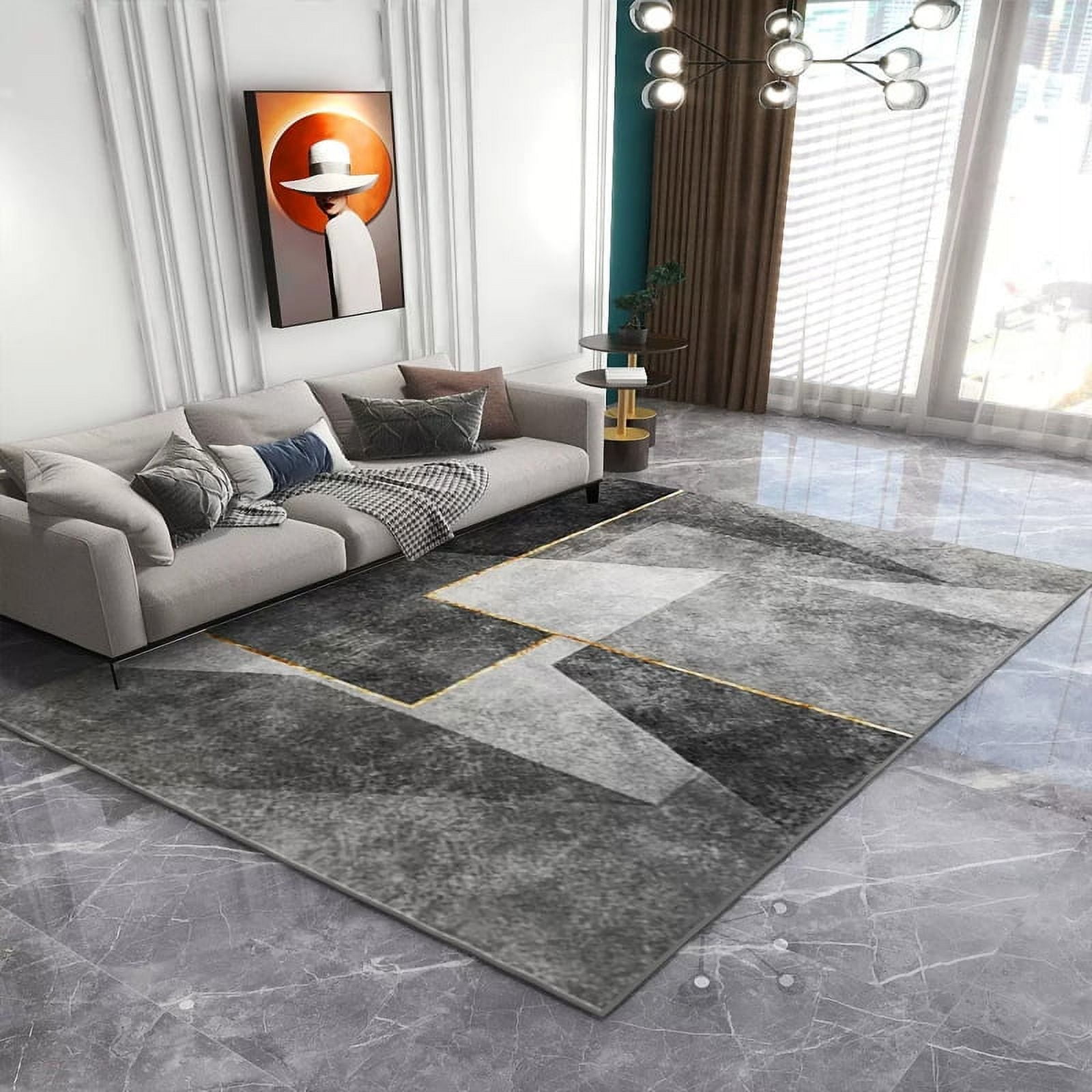 European Light Luxury Living Room Carpets Home ration Study Sofa Large ...