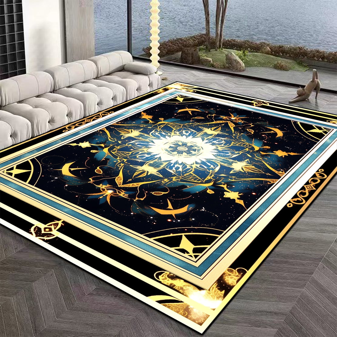 European Living Room Carpet Large Size Golden Non Slip Rug Luxury ...