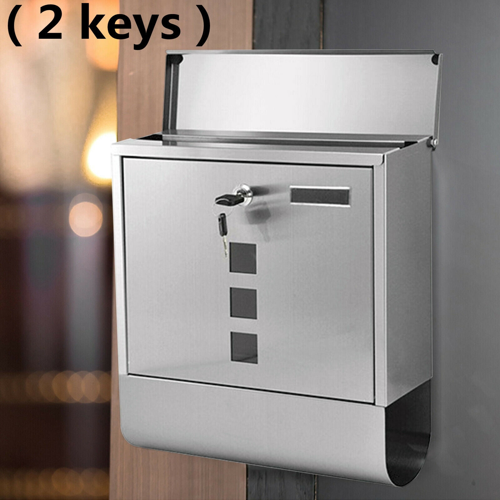 European Stainless Steel Wall Mount Lockable Security Mailbox with 2 ...