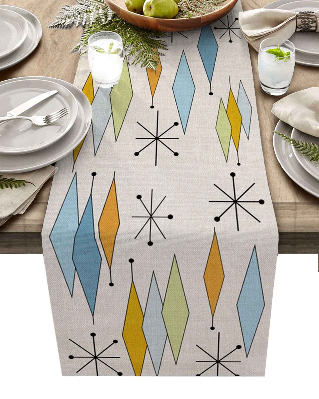 European Medieval Geometry Rhombus New Table Runner for Dining Table ...