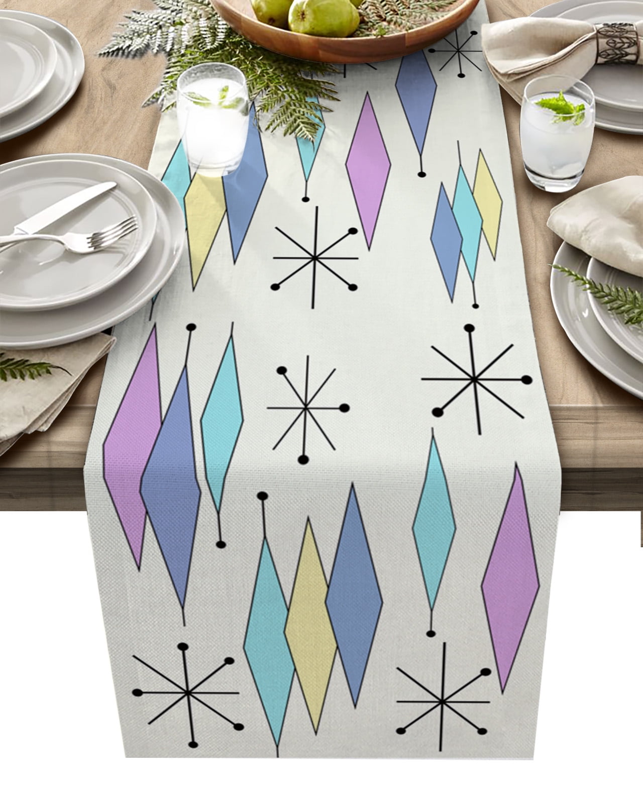 European Medieval Geometry Rhombus New Table Runner for Dining Table ...