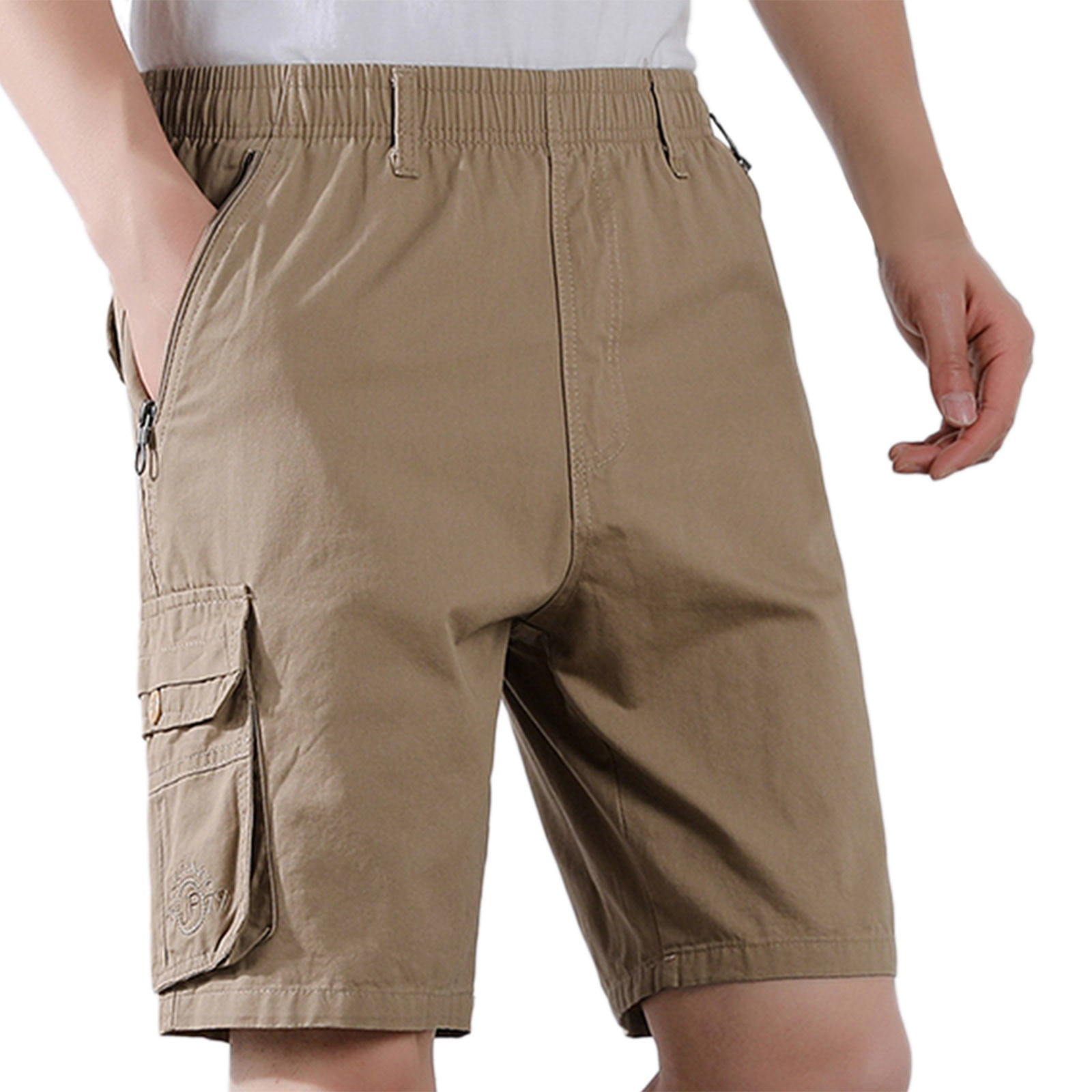 European Men's Casual Shorts Solid Color Workwear Loose Fit Trendy ...