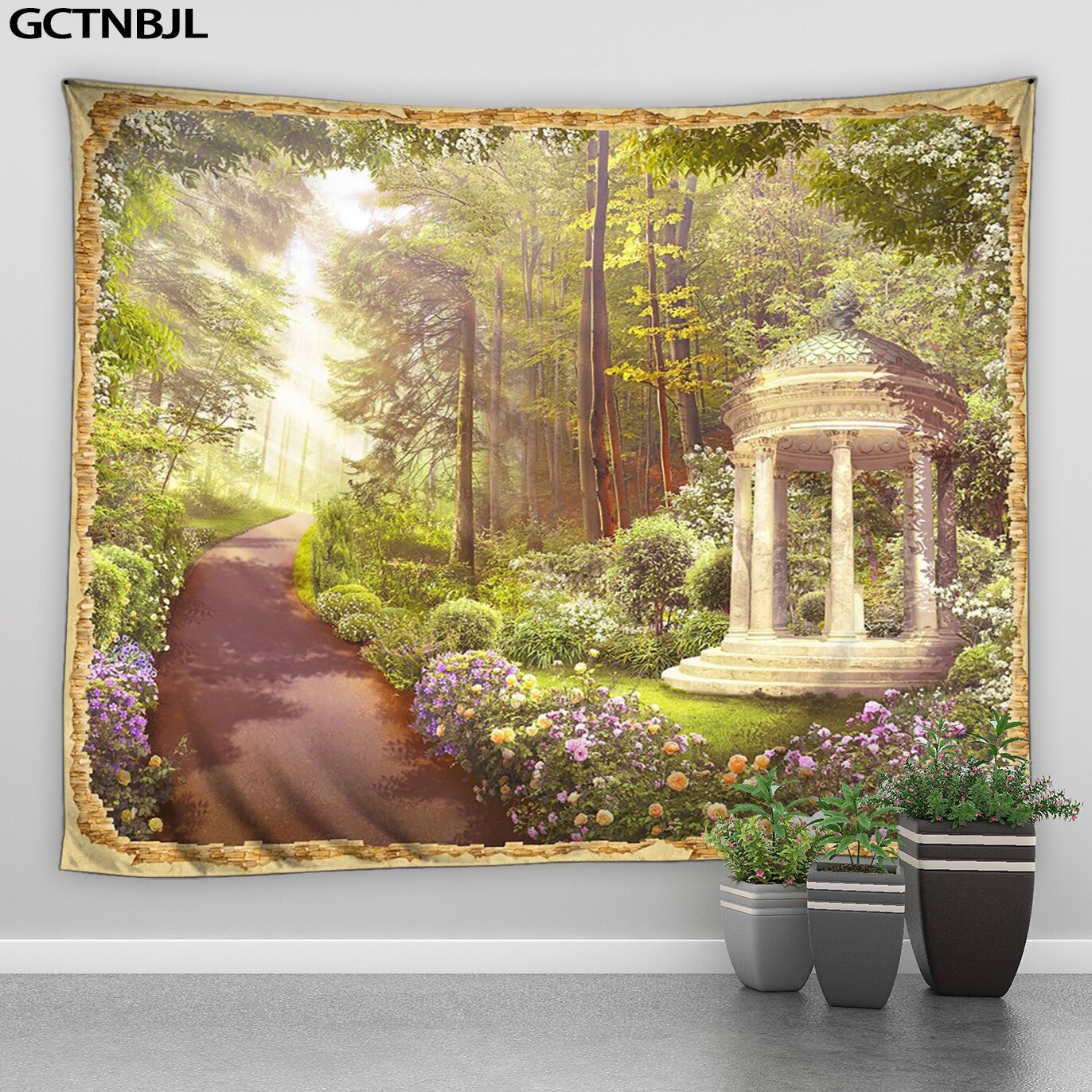 European Oil Painting Landscape Tapestry Wall Hanging Nature Green Park ...