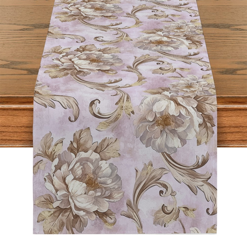 European Pattern Plant Flowers Table Runners Kitchen Table ration ...