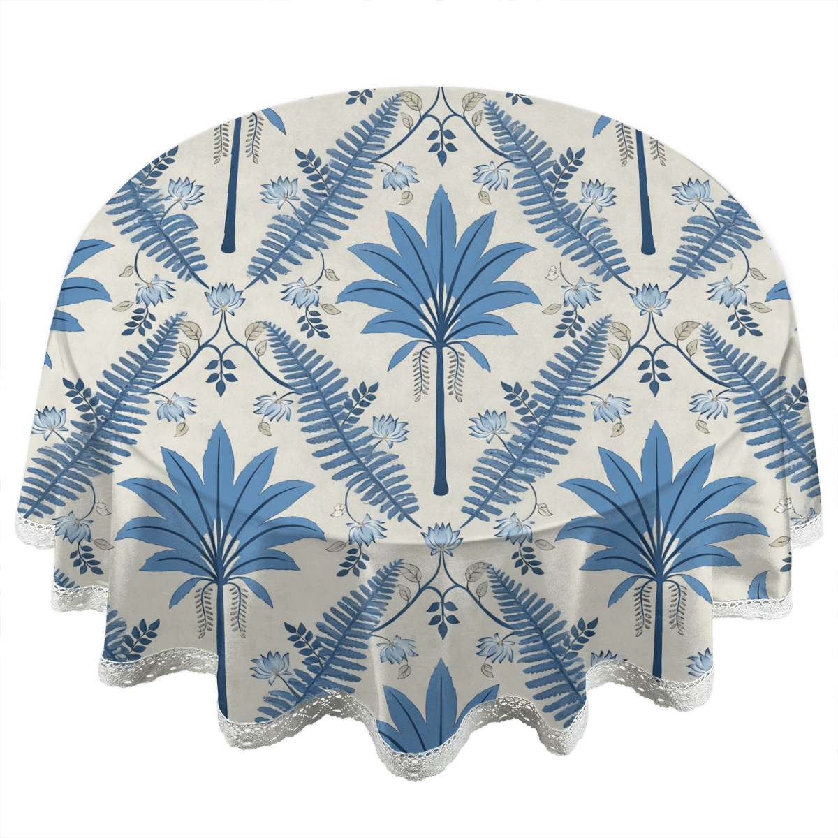 European Pattern Round Tablecloth 60 Inch, Vintage Style Table Cover ...