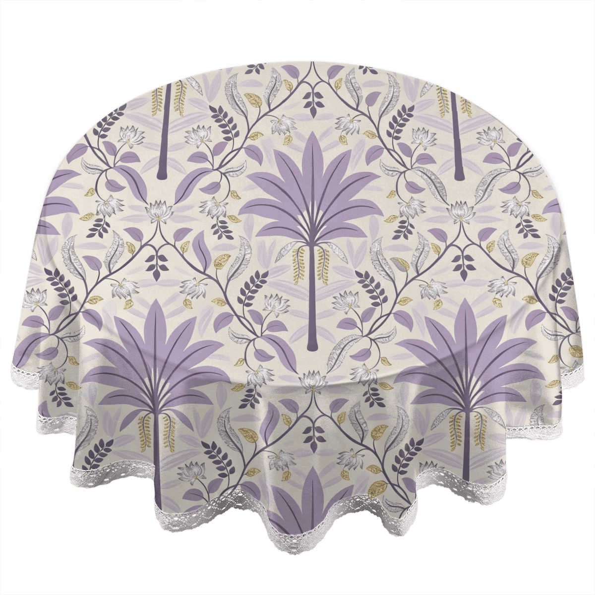 European Pattern Round Tablecloth 60 Inch, Vintage Style Table Cover ...