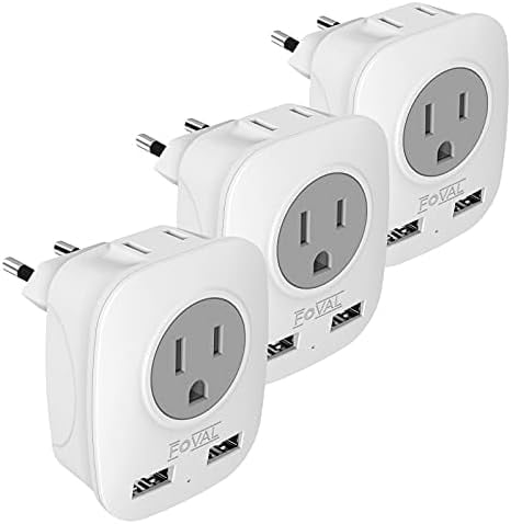 European Plug Travel Adapter 3 Pack, International Power Adaptor with 2 ...