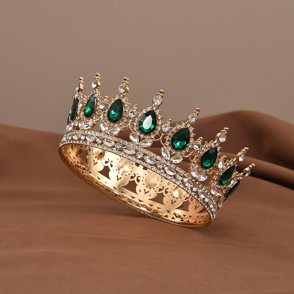 European Princess Queen Tiara Round Baroque Pageant Crowns Crystal Full ...