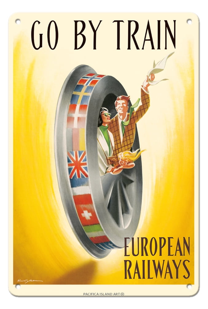 European Railways - Go By Train - Vintage Railroad Travel Poster by ...