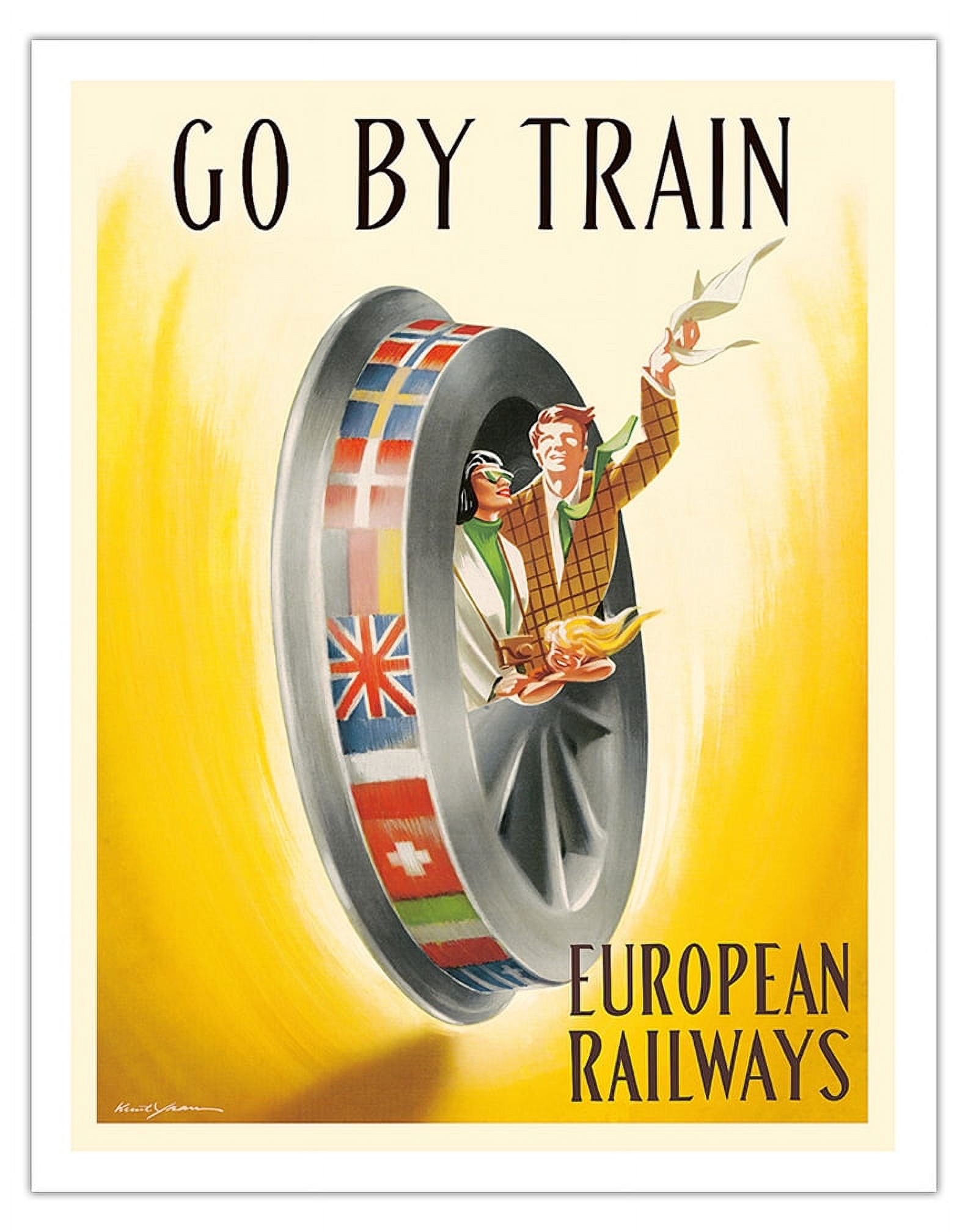 European Railways - Go By Train - Vintage Railroad Travel Poster by ...