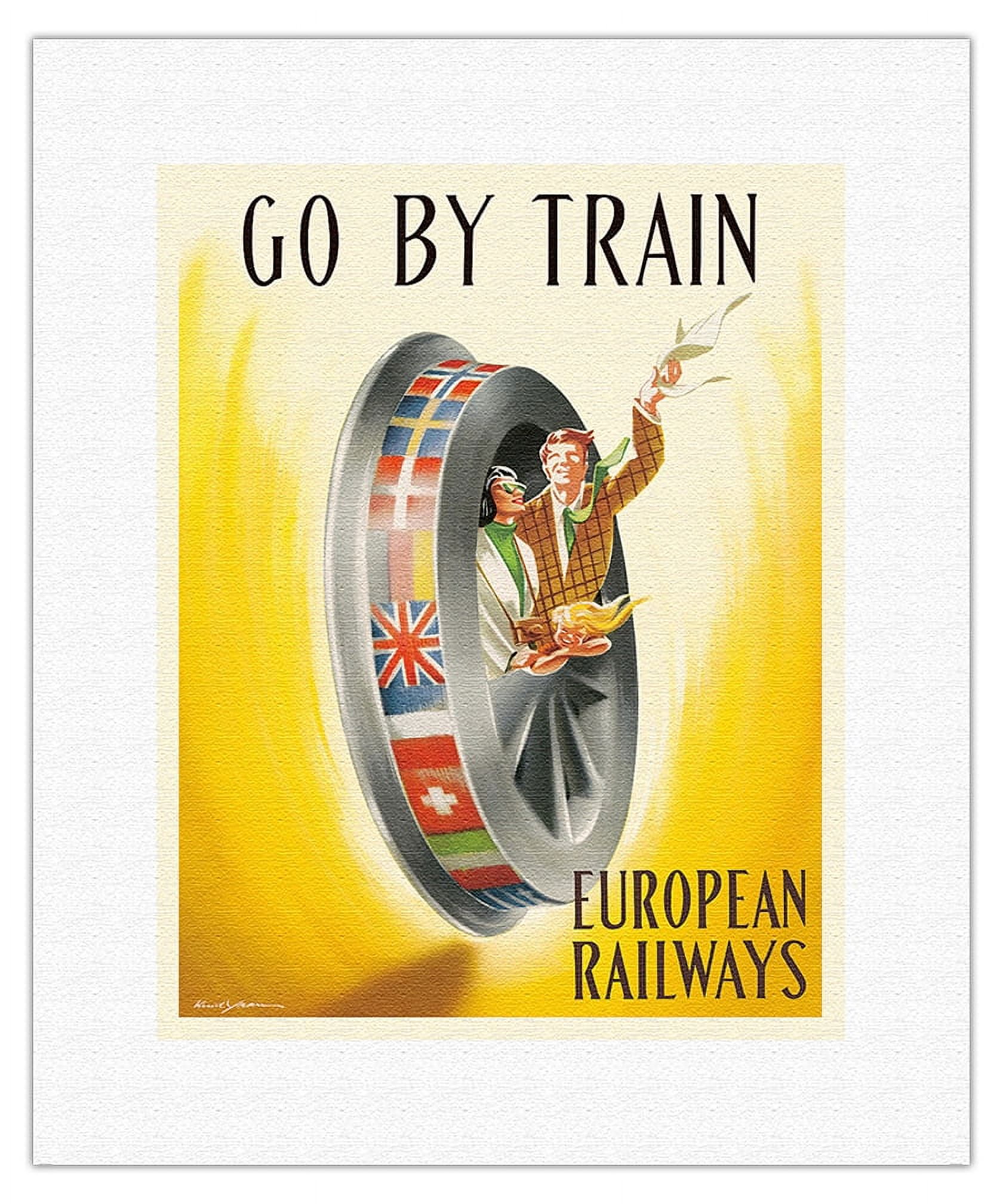 European Railways - Go By Train - Vintage Railroad Travel Poster by ...