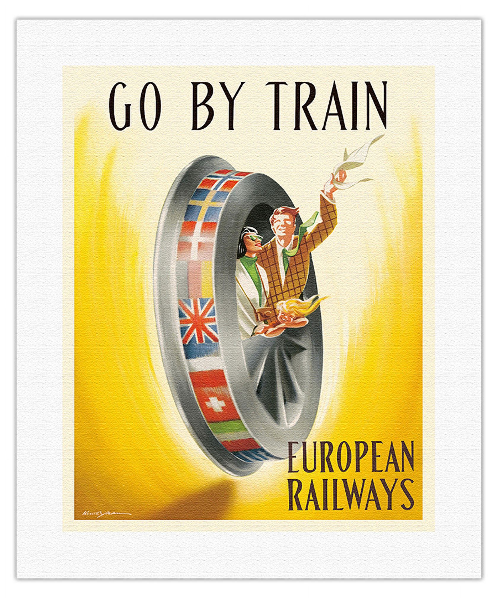 European Railways - Go By Train - Vintage Railroad Travel Poster by ...