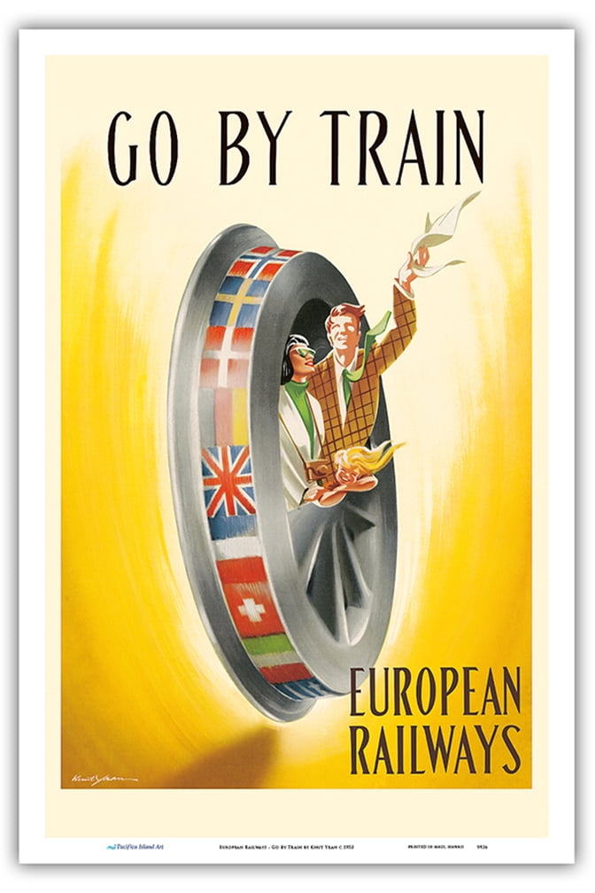 European Railways - Go By Train - Vintage Railroad Travel Poster by ...