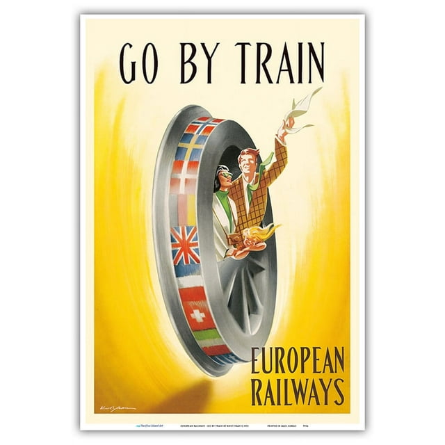 European Railways - Go By Train - Vintage Railroad Travel Poster by ...