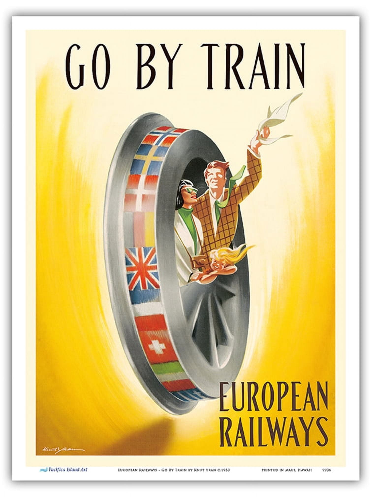 European Railways - Go By Train - Vintage Railroad Travel Poster by ...