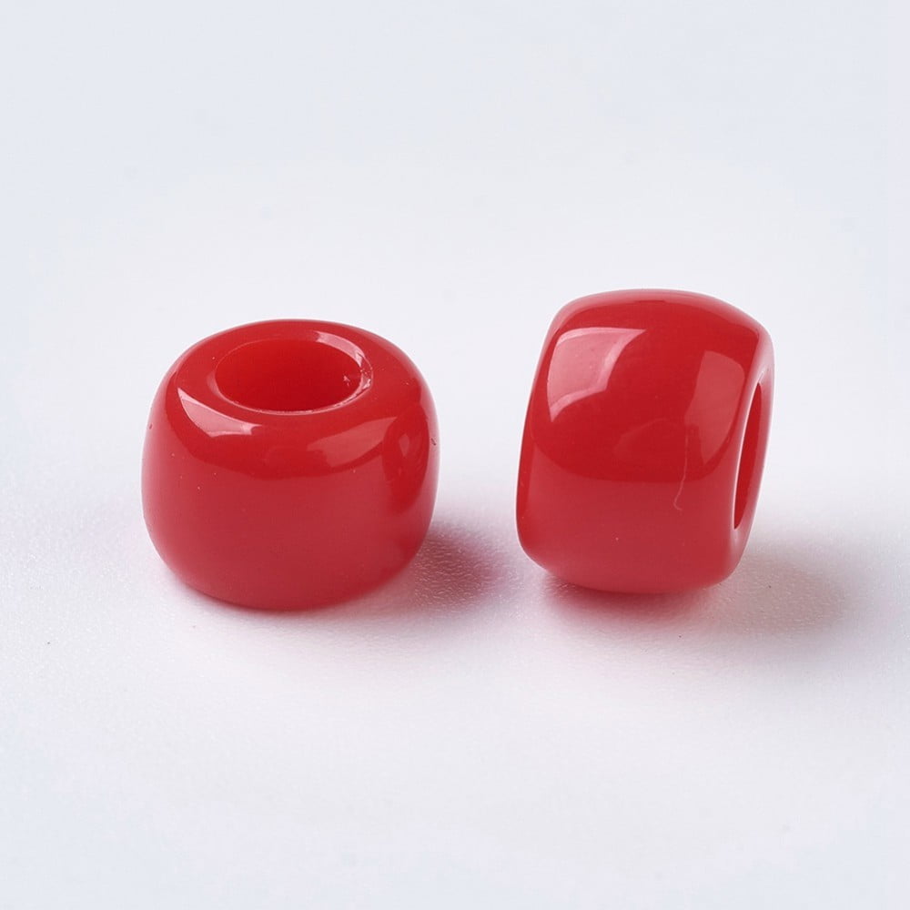 European Resin Large Hole Beads Barrel Crimson 8x5~6mm Hole: 4mm about ...