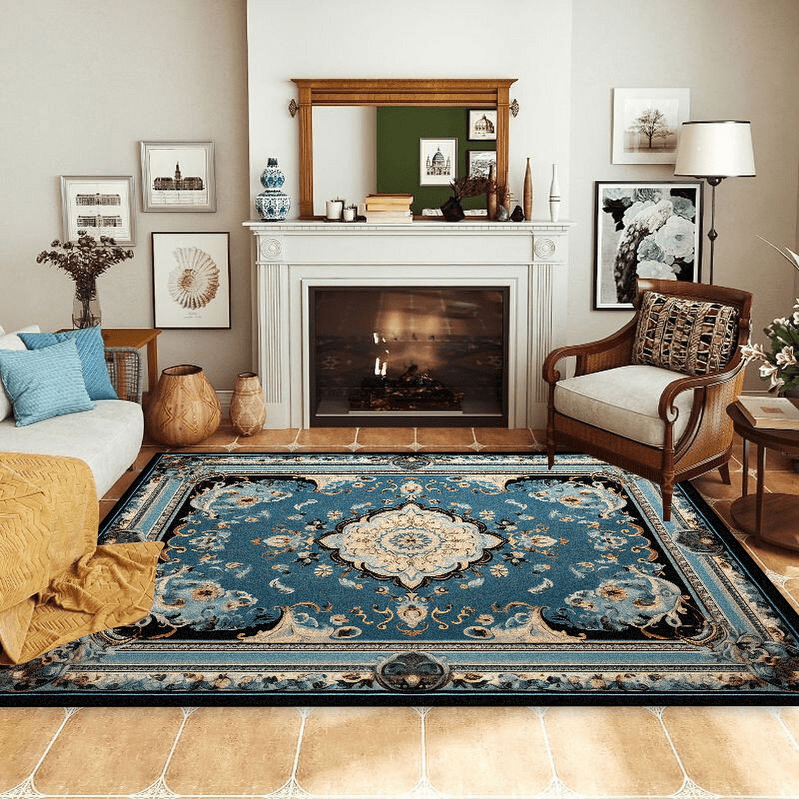 European Retro Soft Carpet Living Room ration Sofa Tea Table Side Large ...