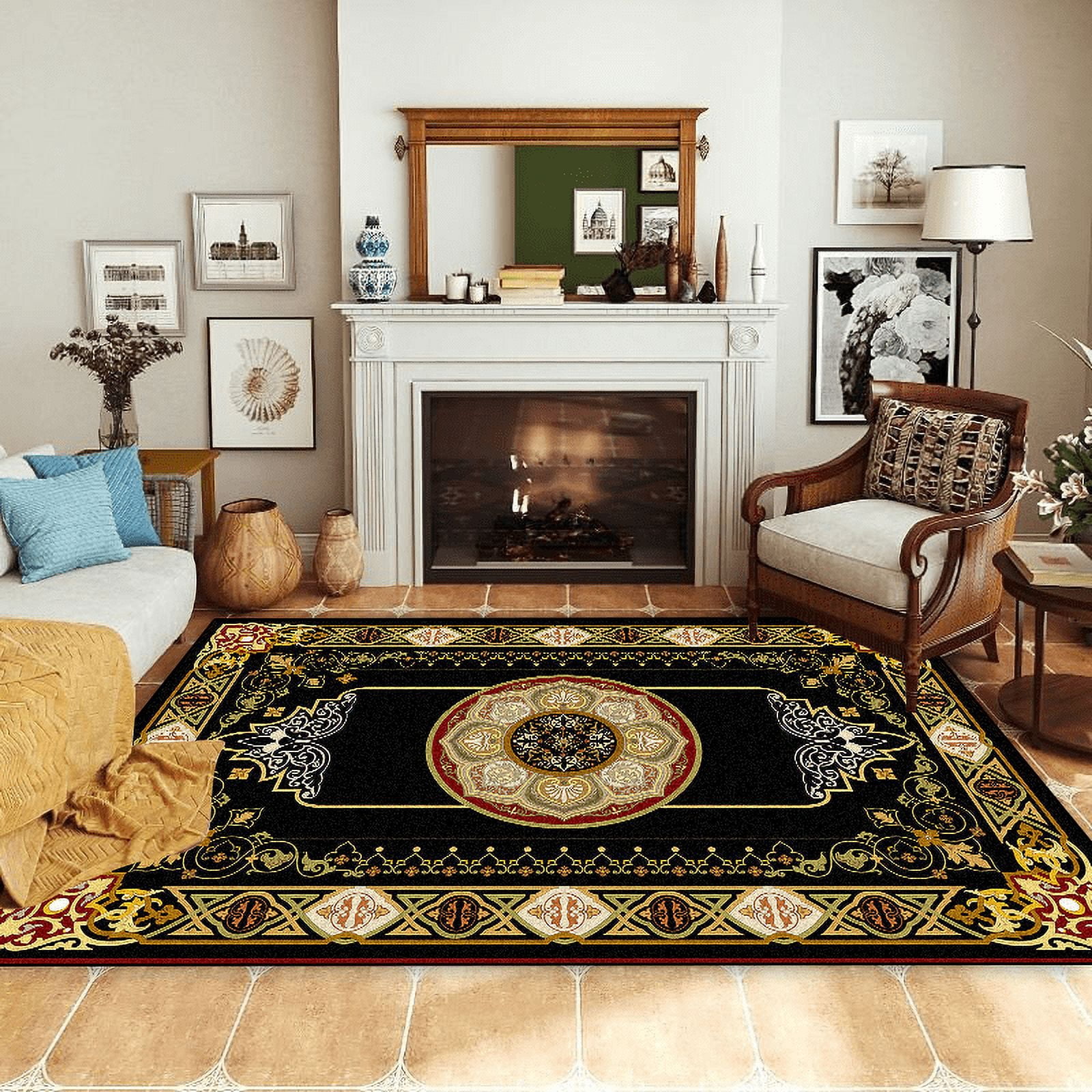 European Retro Soft Carpet Living Room ration Sofa Tea Table Side Large ...