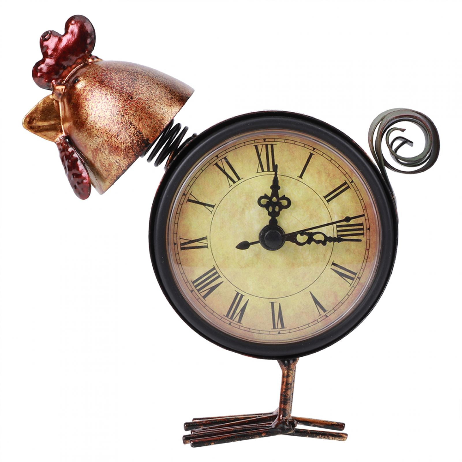 European Retro Style Chicken Shaped Iron Clock Desk Table Clock Home ...
