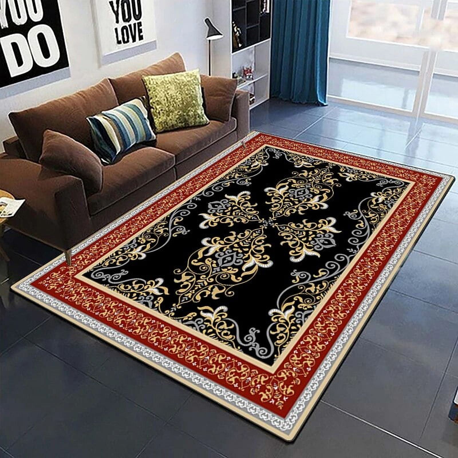 European Rococo Medieval Pattern Decorative Square Rug Modern House ...