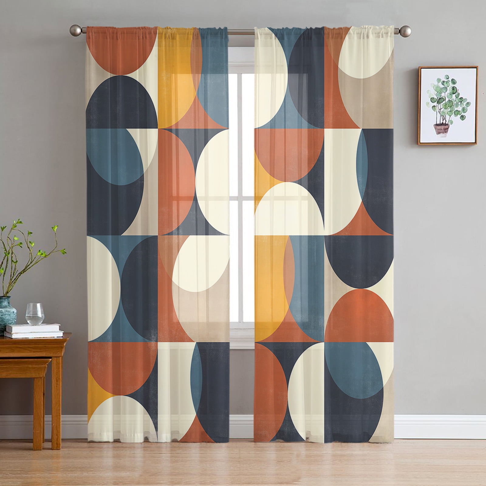 European, Sheer Curtains 84 Inches Long 2 Panels Set, Window Sheer Curtains for Living Room ...