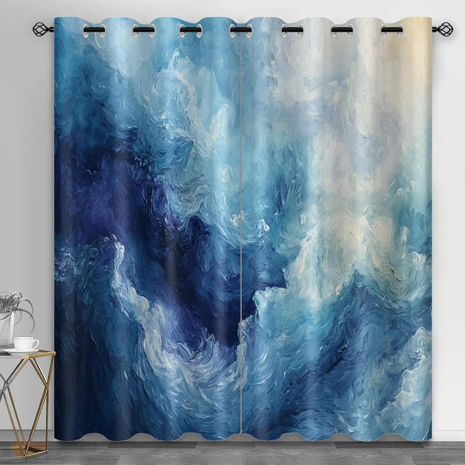 European Simple Art Blackout Curtains For Girls Boys Home Decor, Blue ...