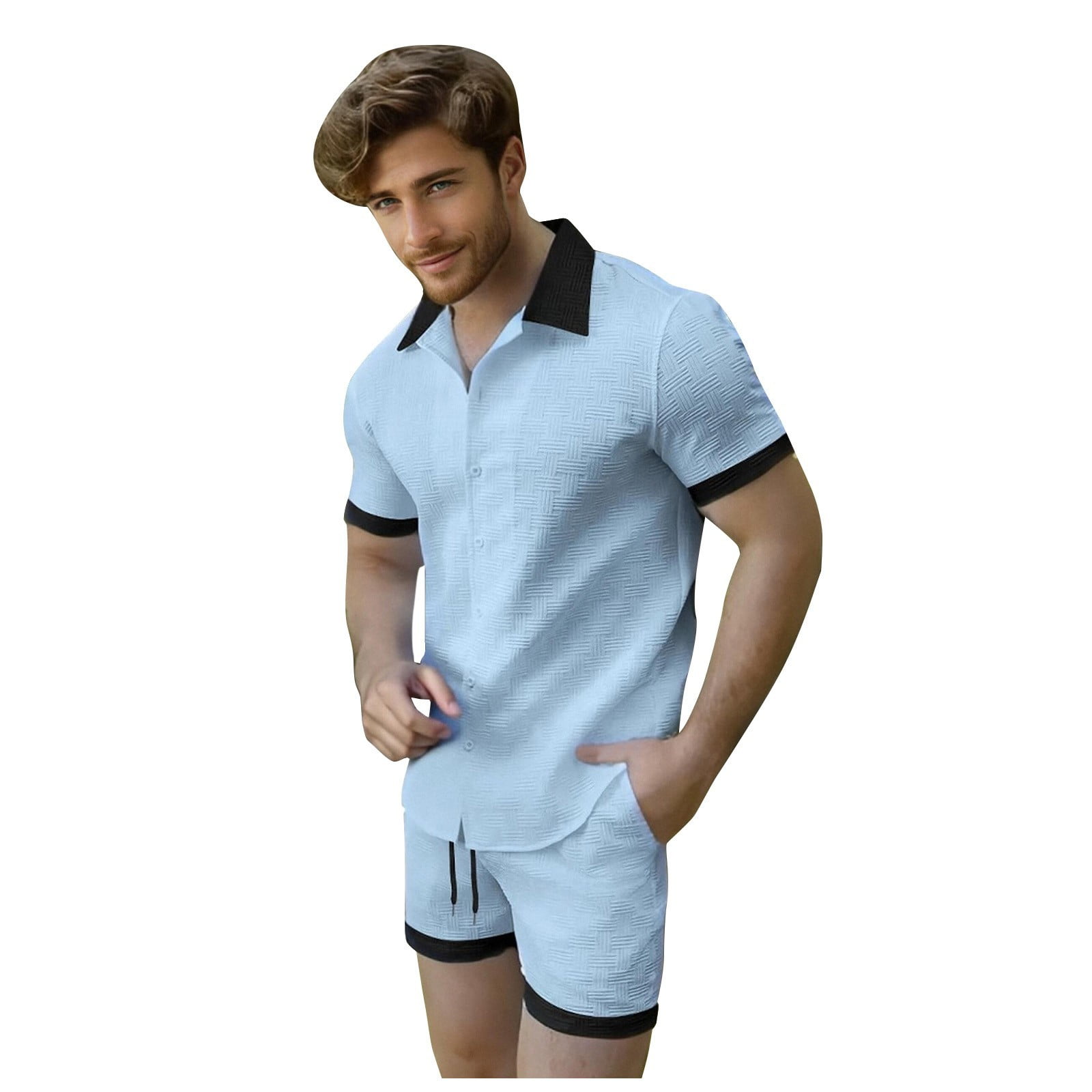 European Slim Fit Casual Business Shirt for Men Stylish Lapel Button ...