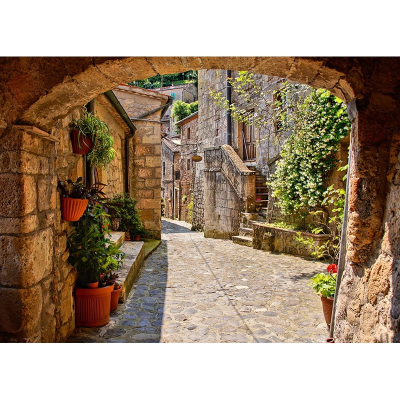 European Street Scenery Photography Backdrops Props Blue Sky White ...