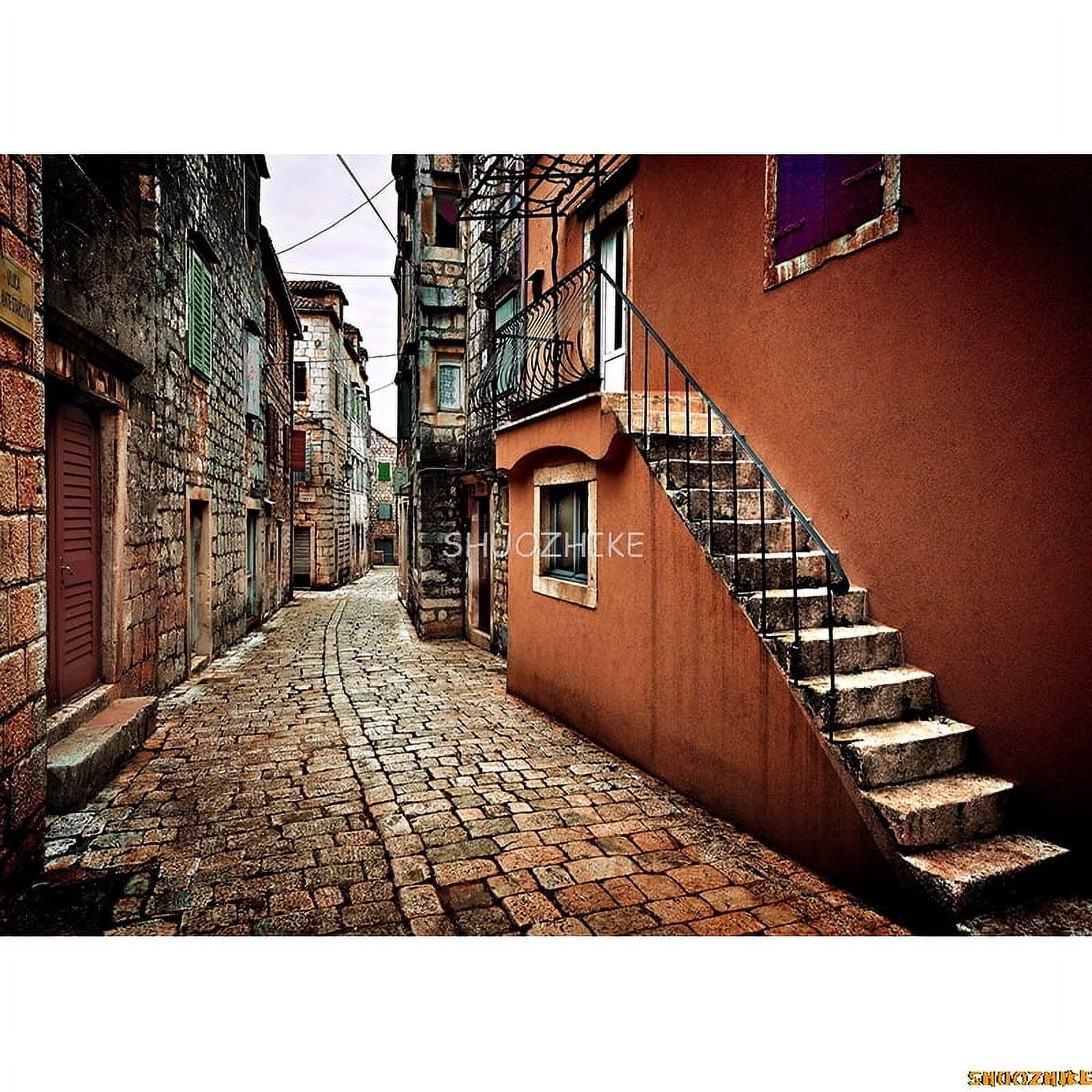 European Street Scery Photography Backdrops Props Blue Sky White Cloud ...