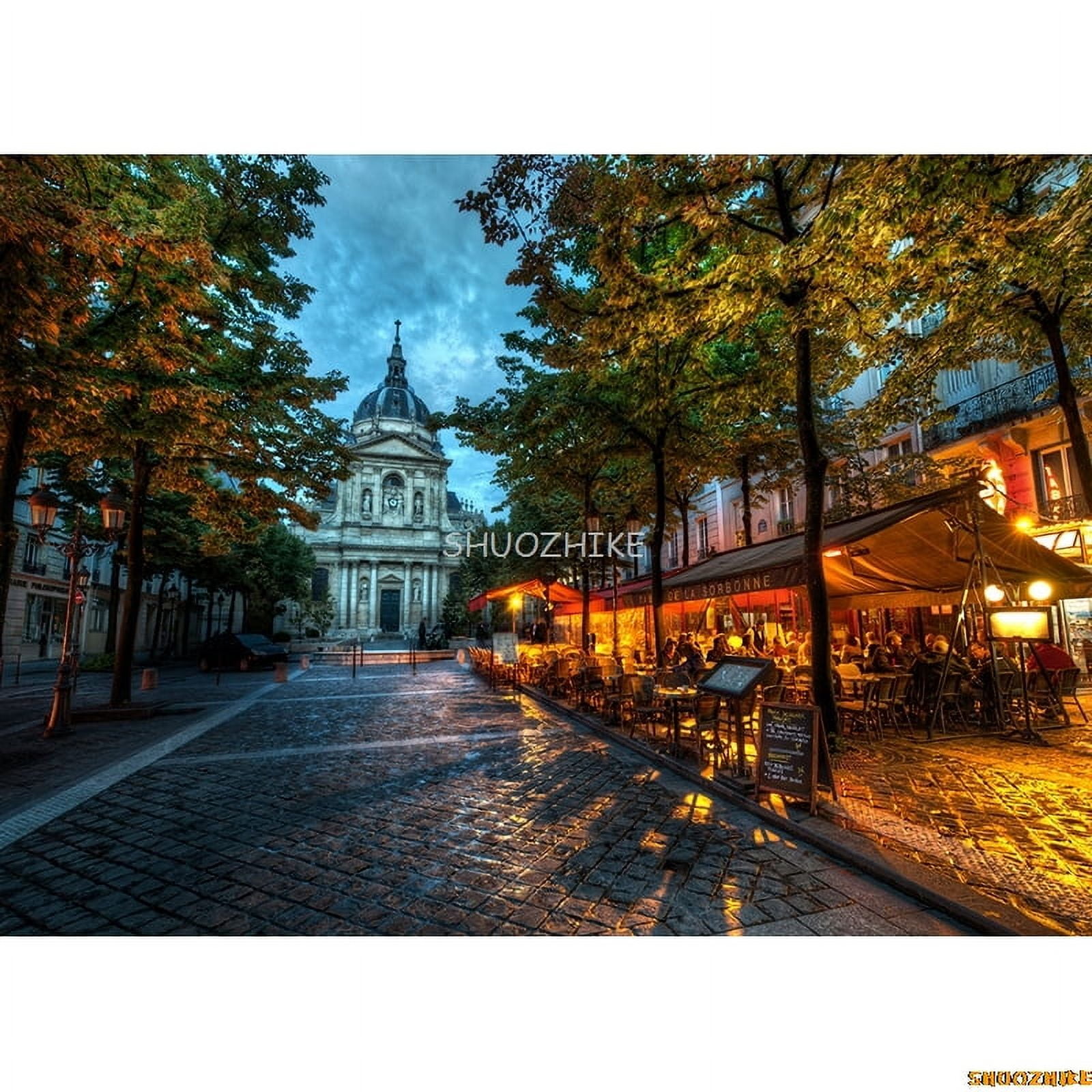 European Street Scery Photography Backdrops Props Blue Sky White Cloud ...